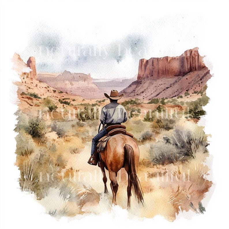 10 X Cowboy Scenery Clipart Bundle - High Quality Jpgs - Western Cowboy ...