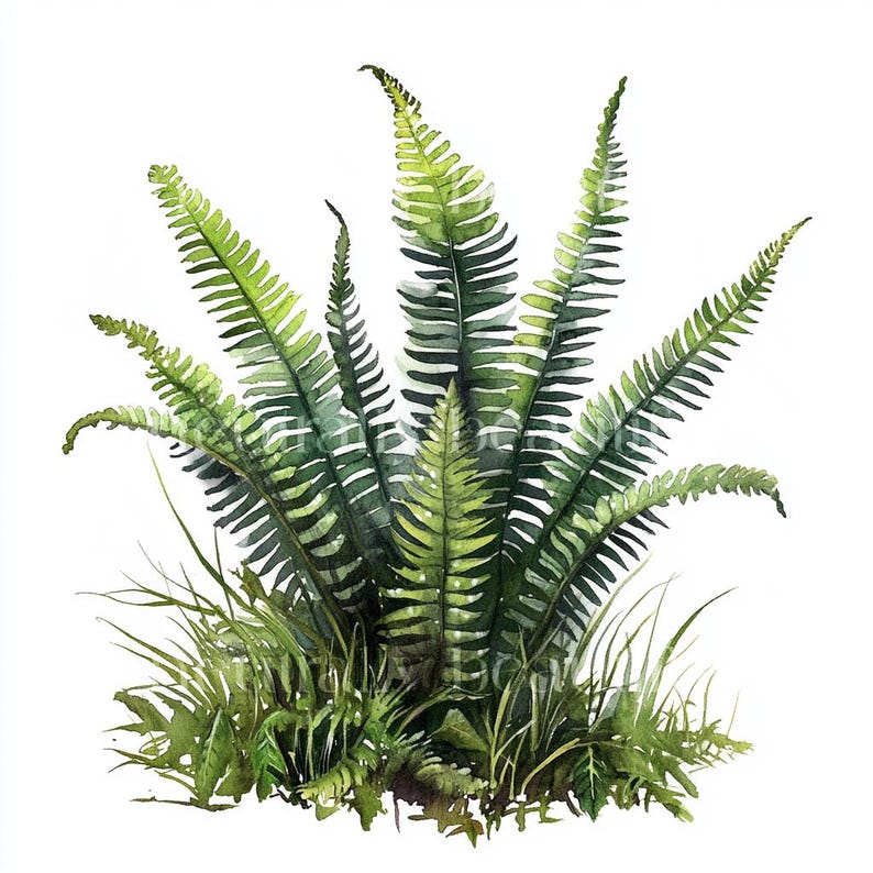 10 X Green Ferns Clipart Bundle High Quality Jpgs Plants Botanical ...