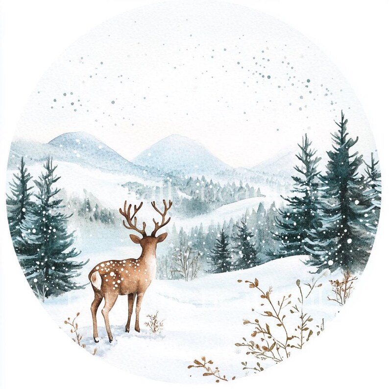 10 X Reindeer Clipart Circle Frames - High Quality Jpgs - Christmas ...