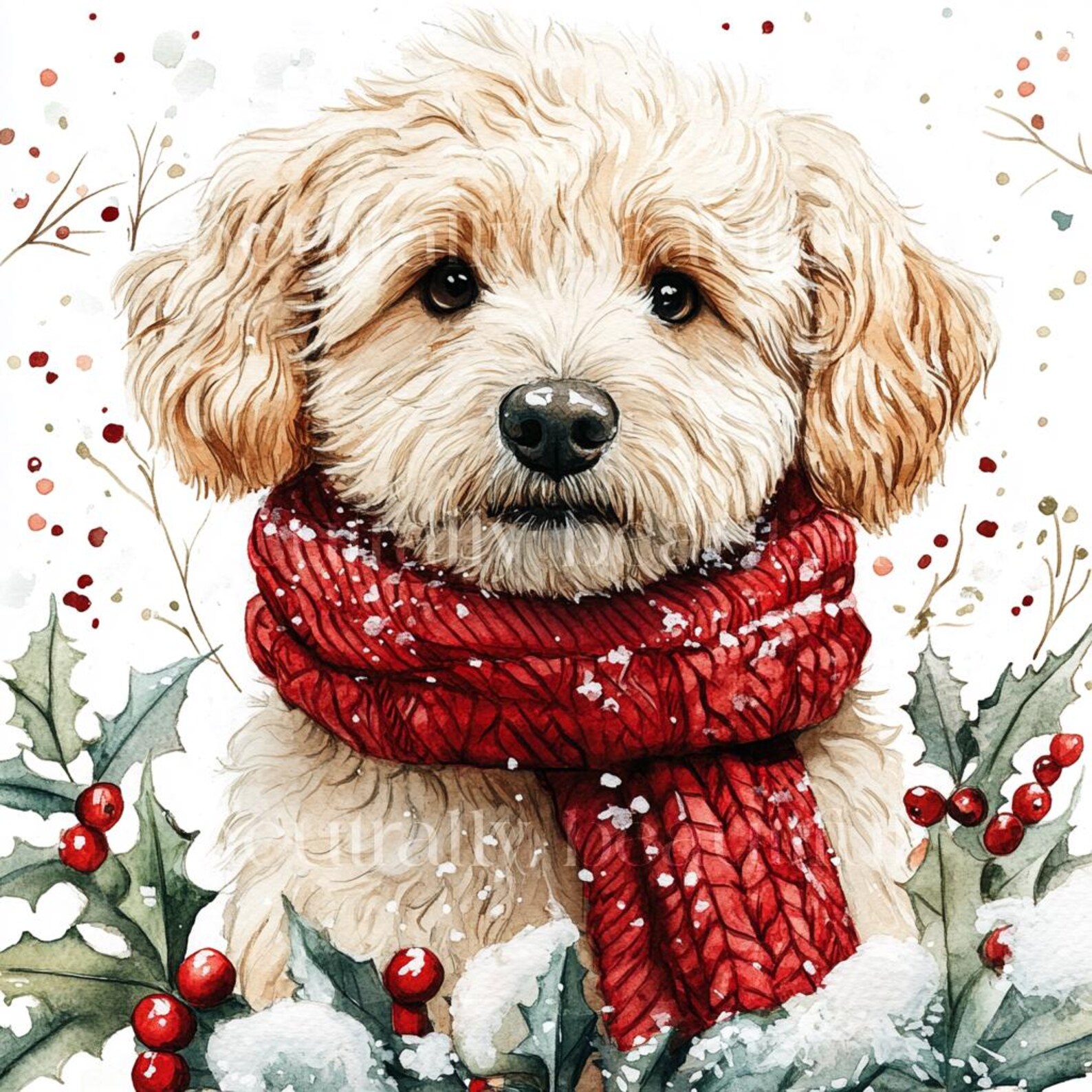 12 X Labradoodle Dogs at Christmas Clipart Bundle - High Quality Jpgs ...