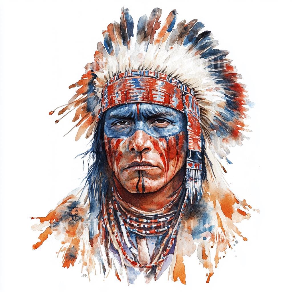 10 X Native American Man Clipart Bundle, High Quality JPG Instant ...
