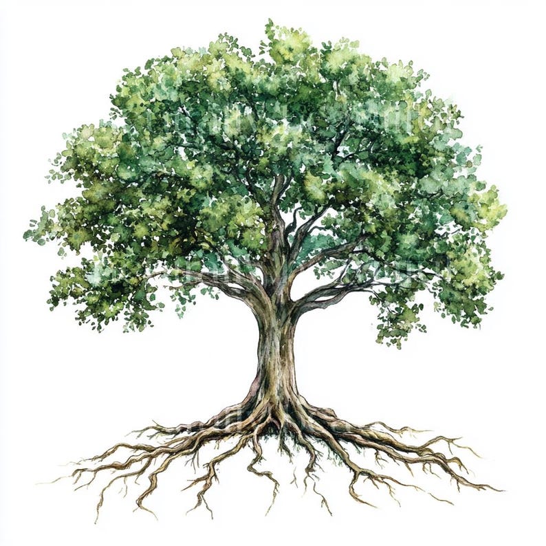 10 X Oak Trees Clipart Bundle - High Quality Jpgs - Botanical Old Oak ...