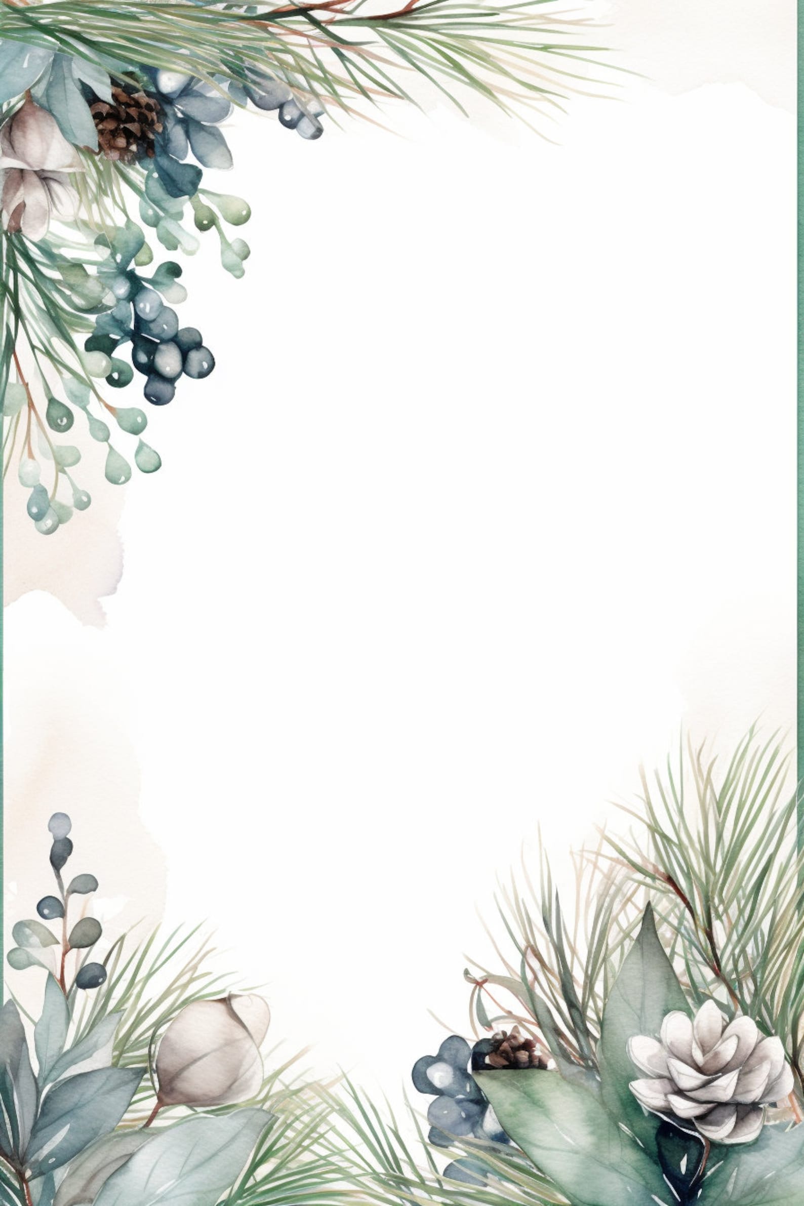 40 X Christmas Themed Borders & Edges Downloadable Papers - Watercolour ...