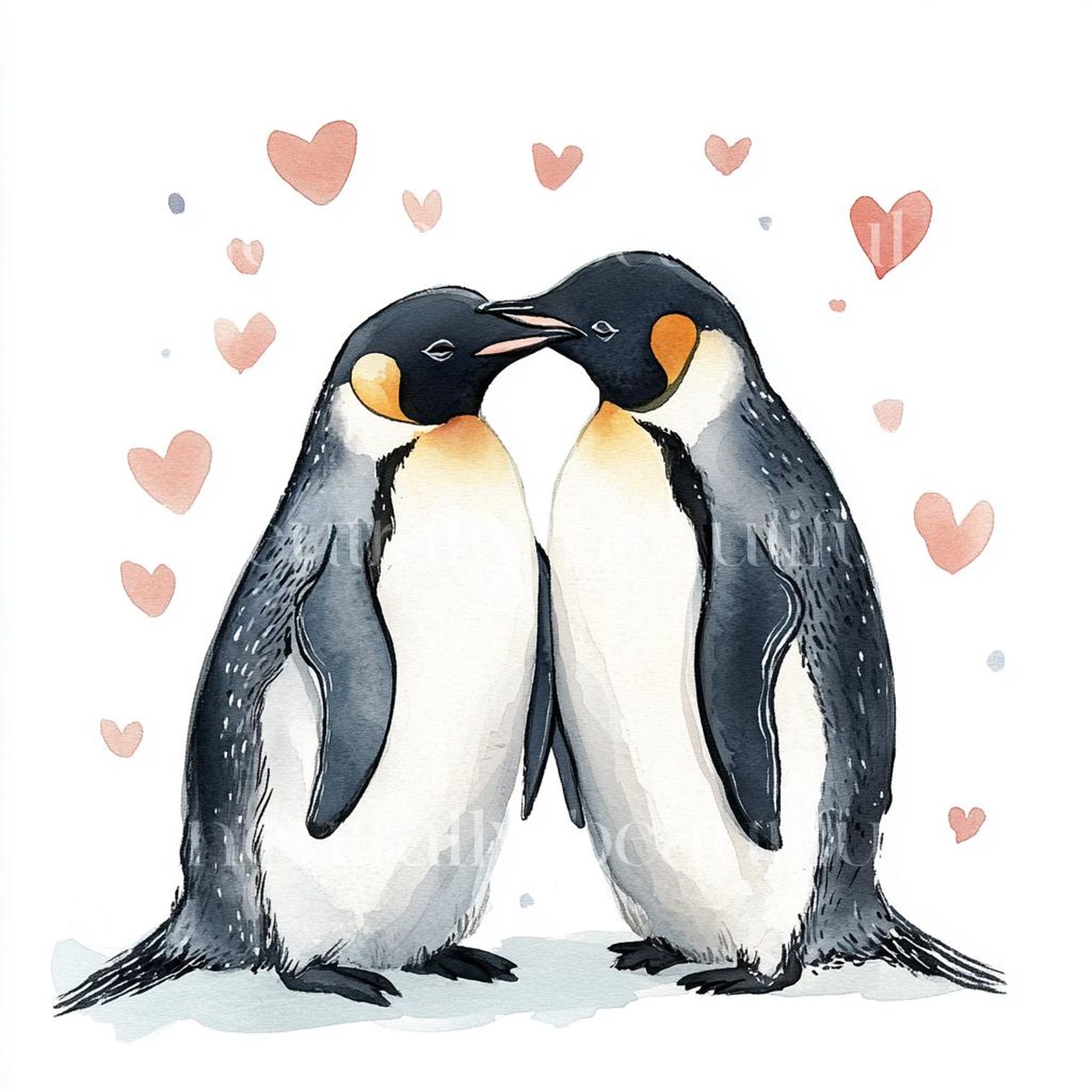 10 X Penguins & Hearts Clipart Bundle - High Quality Jpgs - Romantic ...