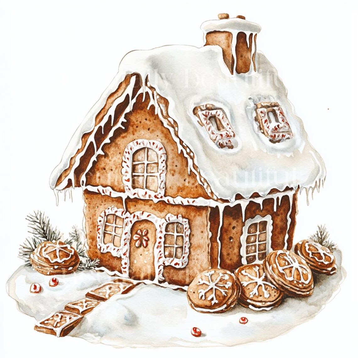 10 X Gingerbread Houses Clipart - High Quality Jpgs - Holidays ...