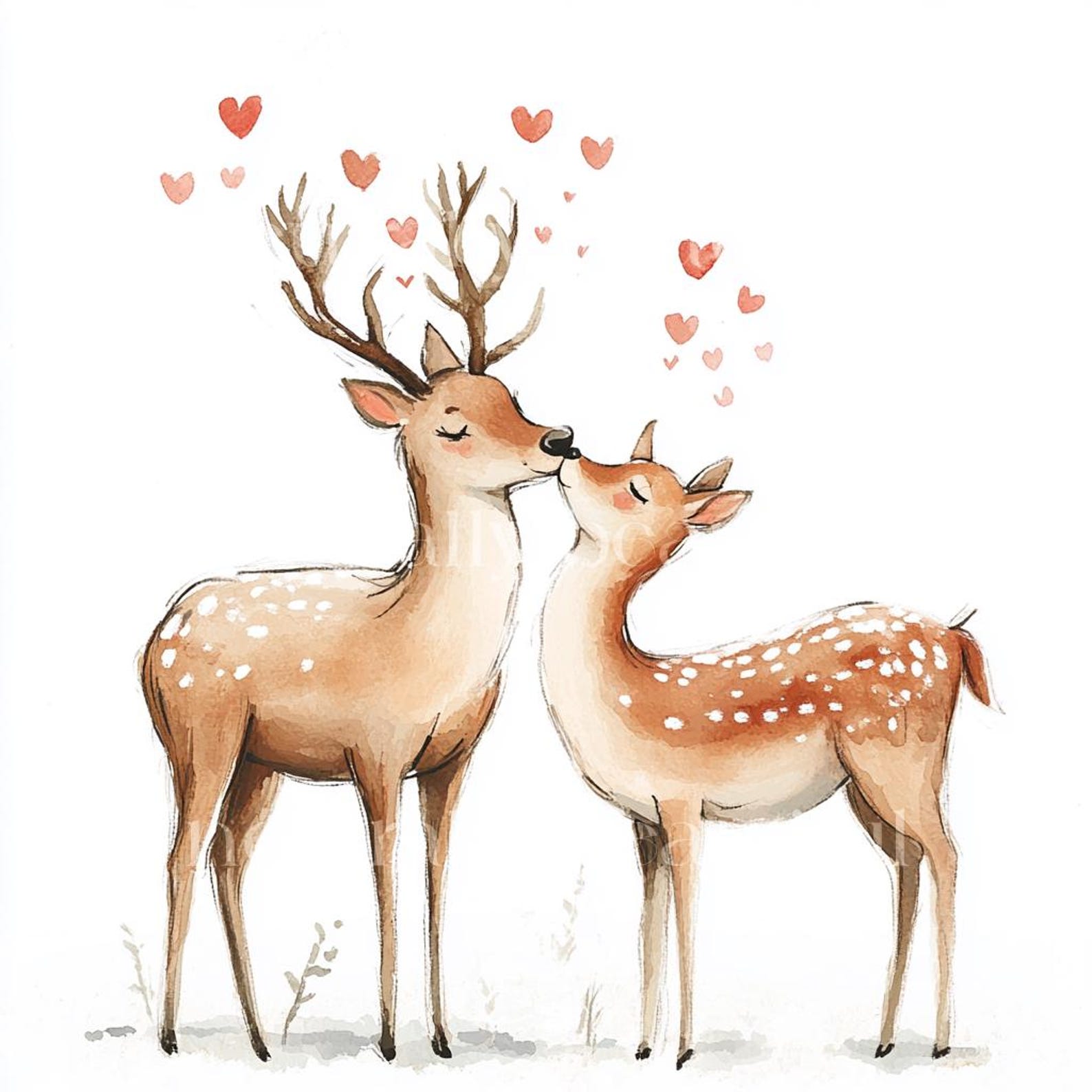10 X Deer & Hearts Couple Clipart Bundle - High Quality Jpgs - Romantic ...