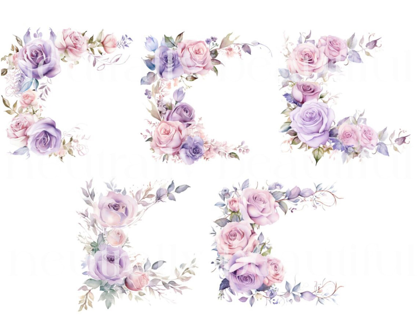 Purple Flowers Downloadable Clipart - HUGE 60 Pack Lilac Floral ...