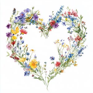 12 X Wildflower Hearts Clipart Bundle - High Quality Jpgs - Floral ...