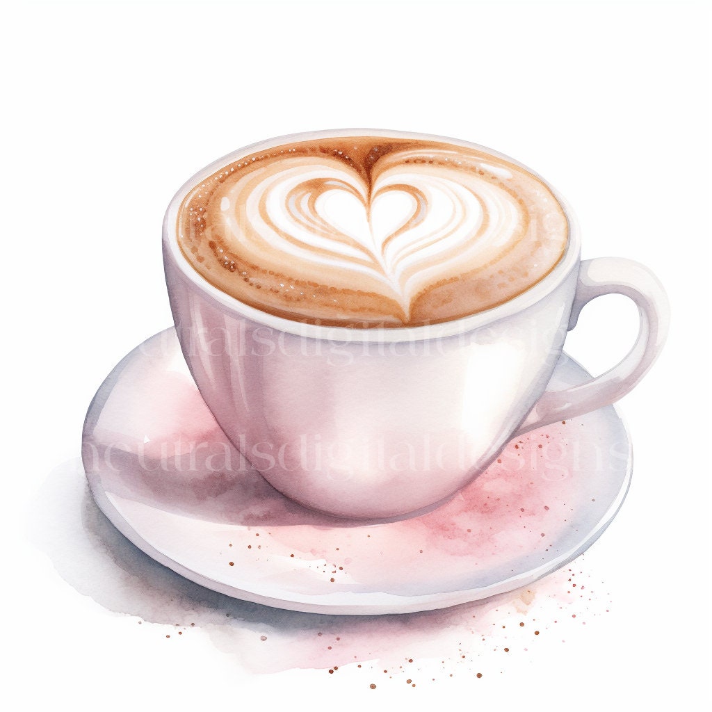Pretty Latte Clipart - 10 High Quality Downloadable Jpgs - Watercolour ...