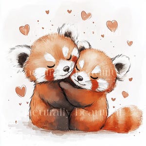 10 X Red Pandas & Hearts Clipart Bundle - High Quality Jpgs - Romantic ...