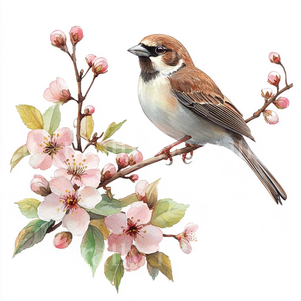 12 X Spring Sparrows Clipart - High Quality JPG Bundle - Wild Birds, Printable Blue Birds ...