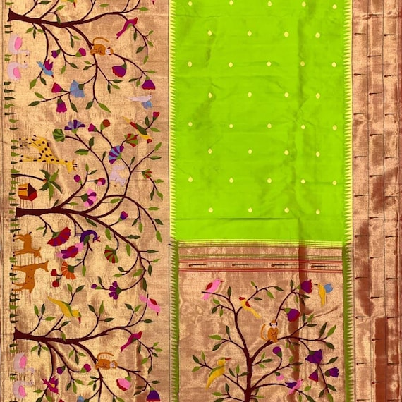 Handwoven Paithani Saree With Jungle Theme Motifs - Etsy