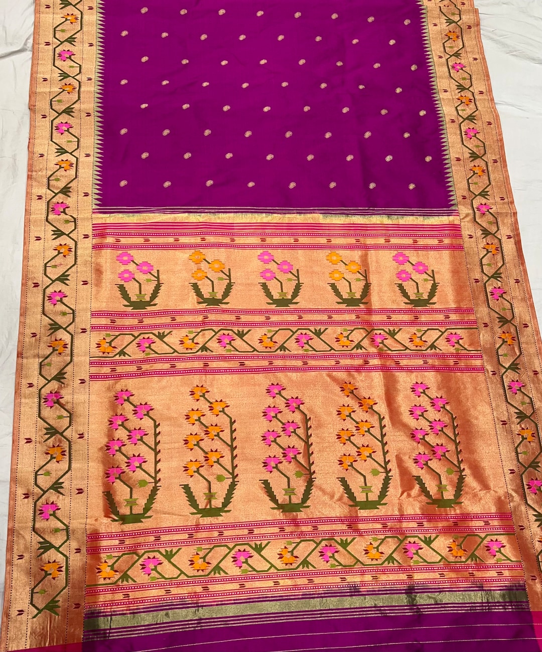 Pure Silk Handloom Asavali Paithani From Yeola - Etsy