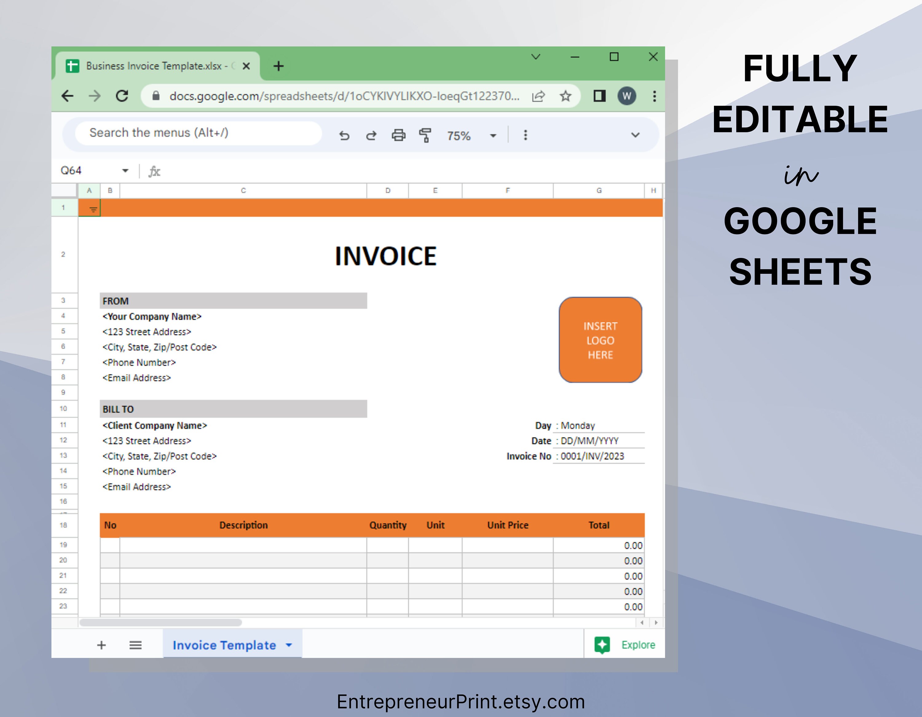 Invoice Templates Excel/google Sheets. Auto Calculate Invoice Template ...