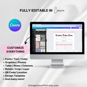 Custom Order Form Editable | Purchase Order Form Template | Printable ...