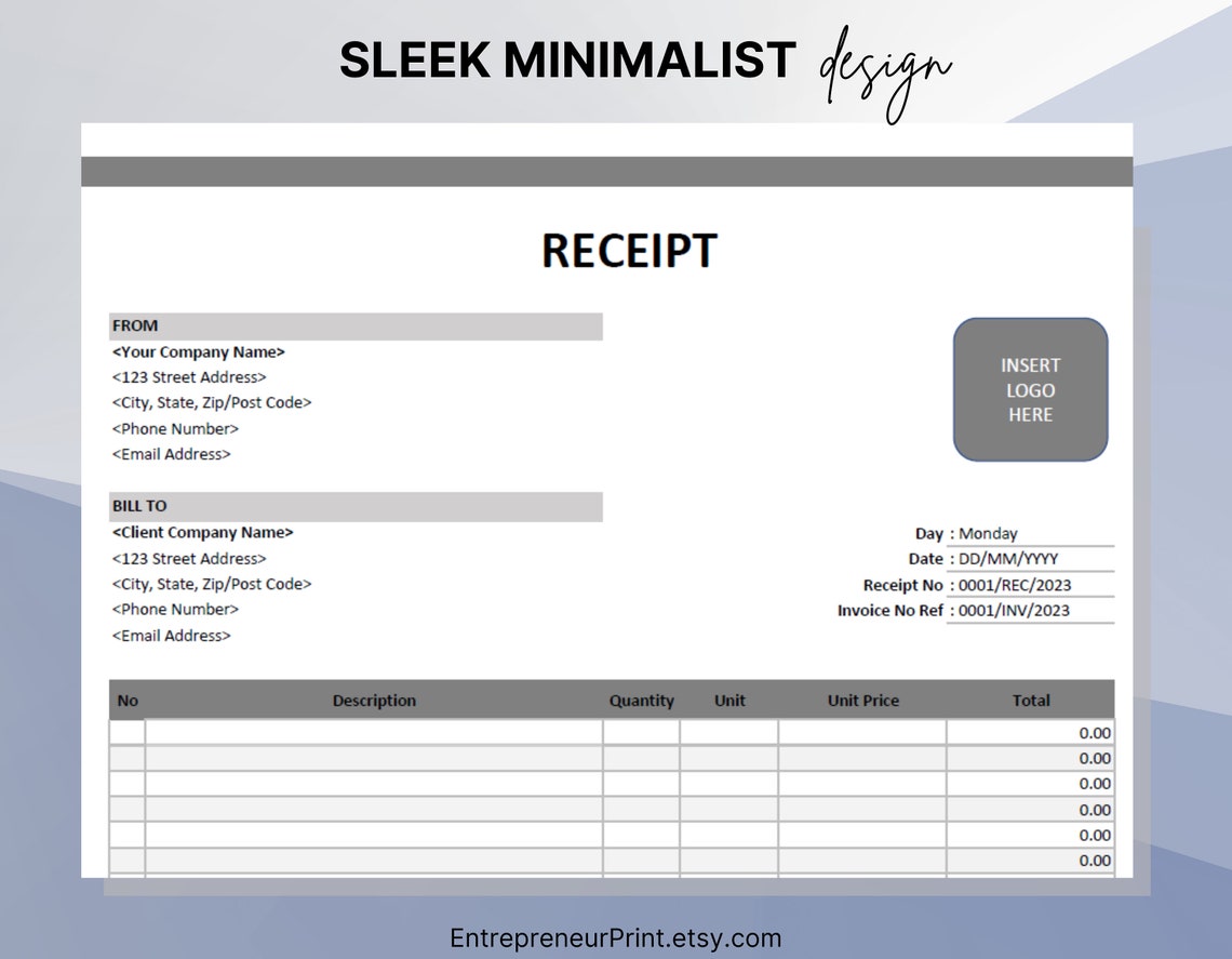 Receipt Template Excel/google Sheets. Automated Spreadsheet. Receipts ...