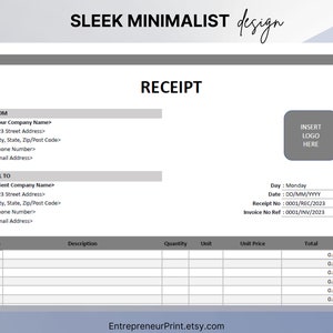 Receipt Template Excel/google Sheets. Automated Spreadsheet. Receipts ...