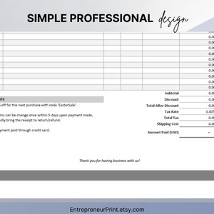 Receipt Template Excel/google Sheets. Automated Spreadsheet. Receipts ...