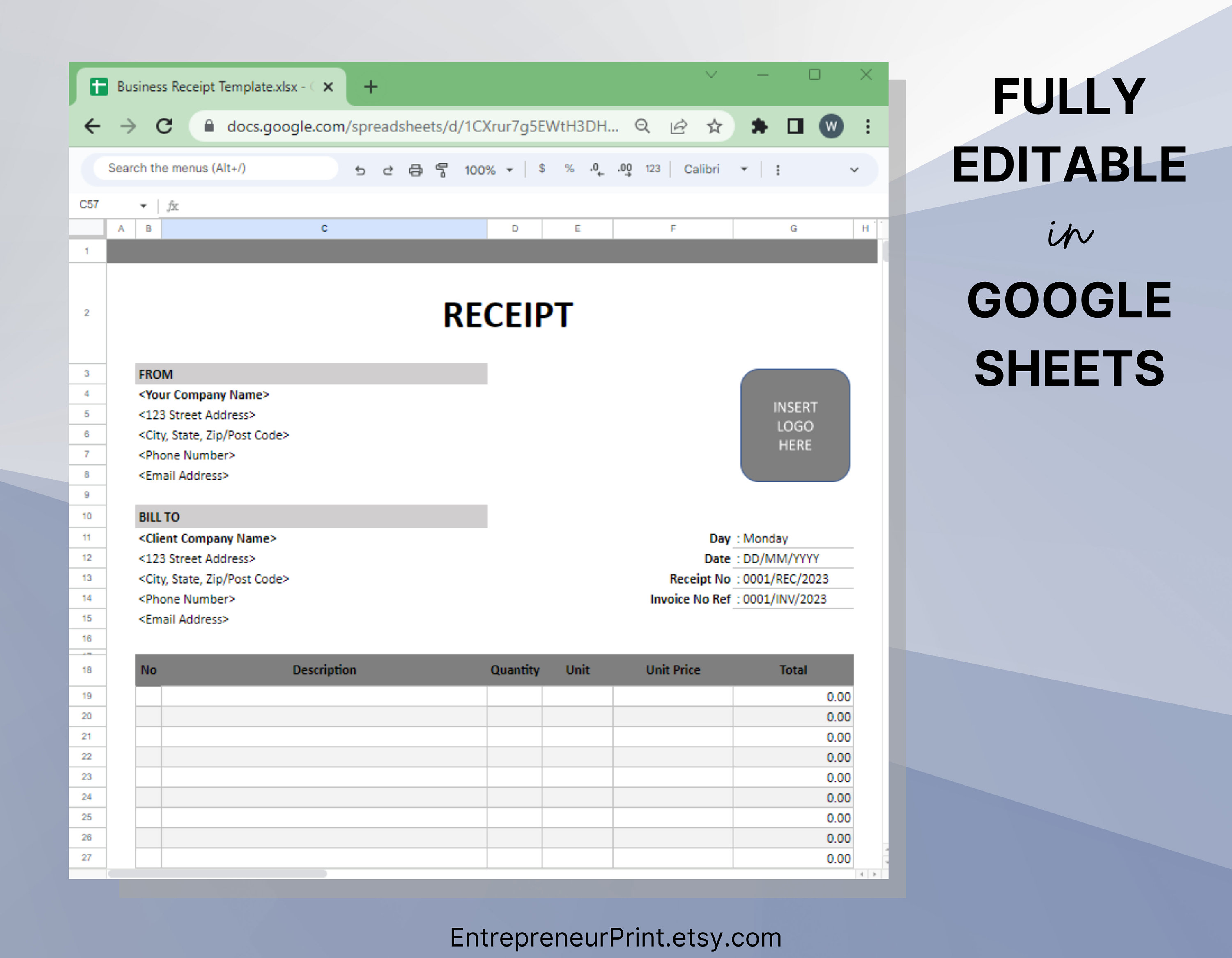 Receipt Template Excel/google Sheets. Automated Spreadsheet. Receipts ...