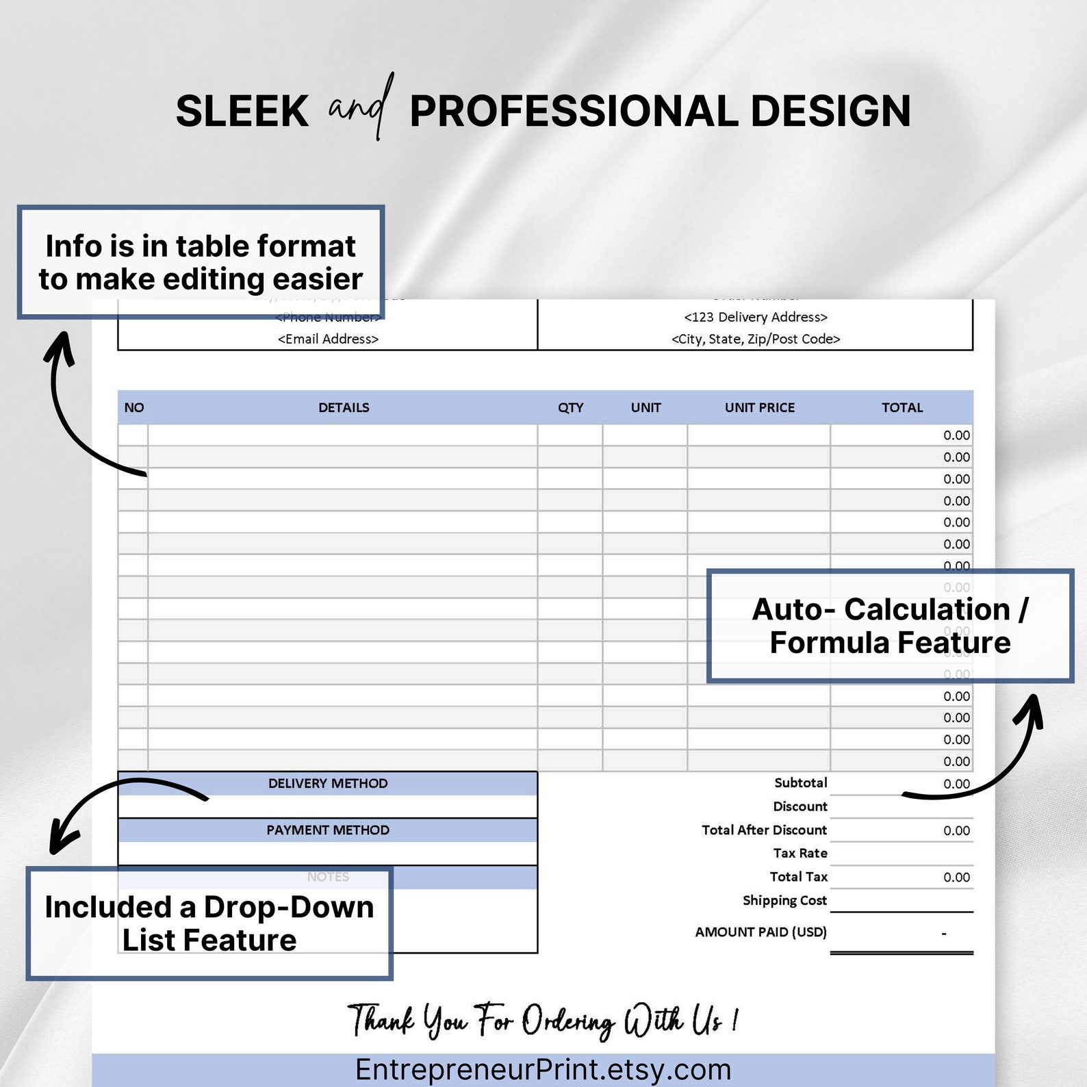 Custom Order Forms Template Excel/google Sheets | Automated Spreadsheet ...