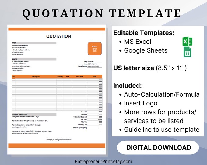 Printable Business Bundle, Purchase Order, Invoice, Estimate, Quotation ...