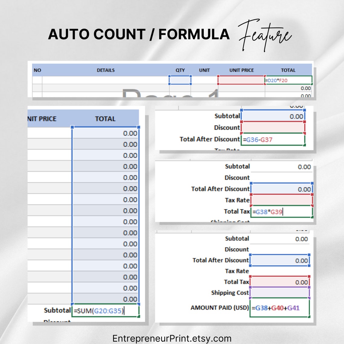 Custom Order Forms Template Excel/google Sheets | Automated Spreadsheet ...