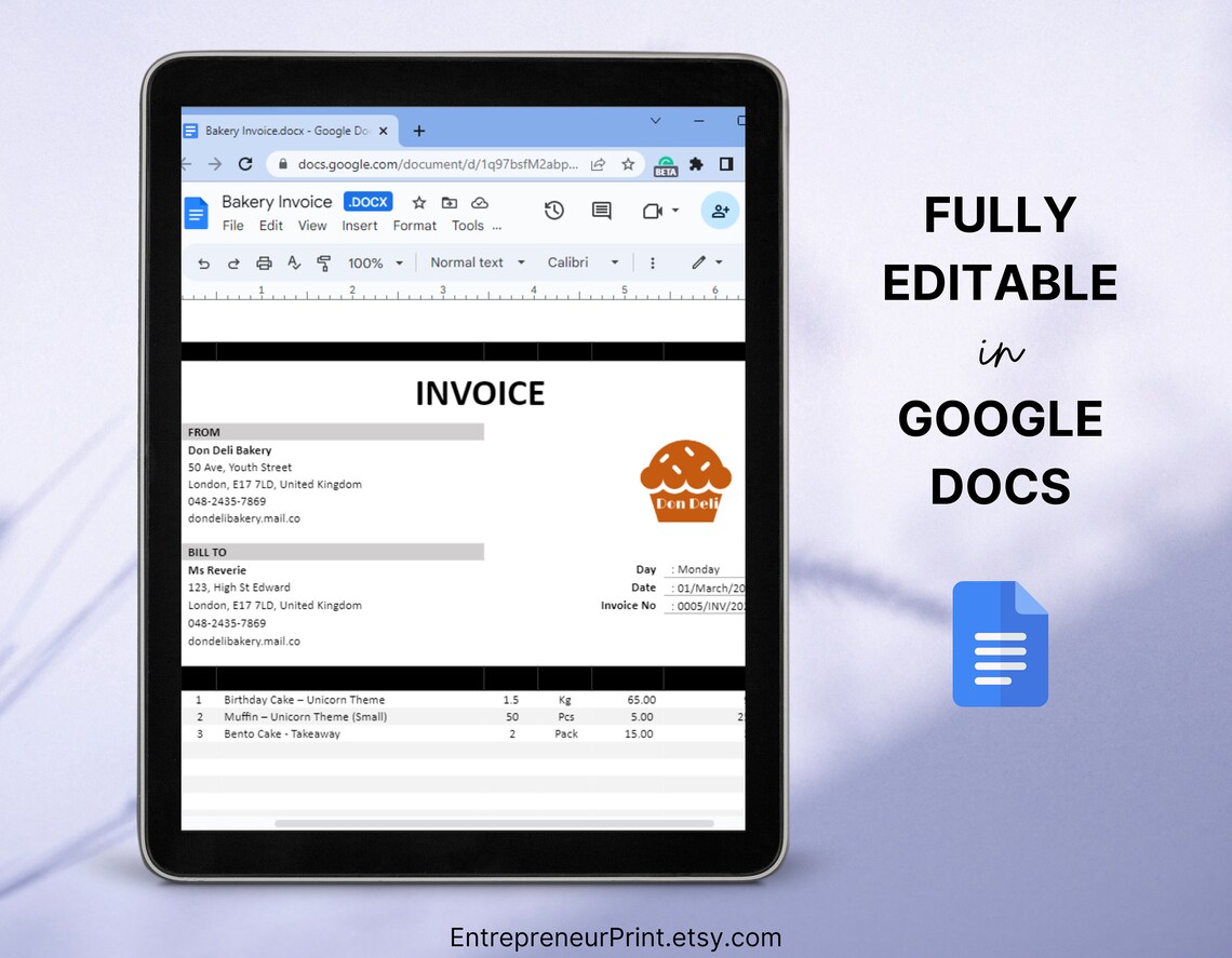 Invoice Template, Editable Small Business Invoice, Delivery Order ...