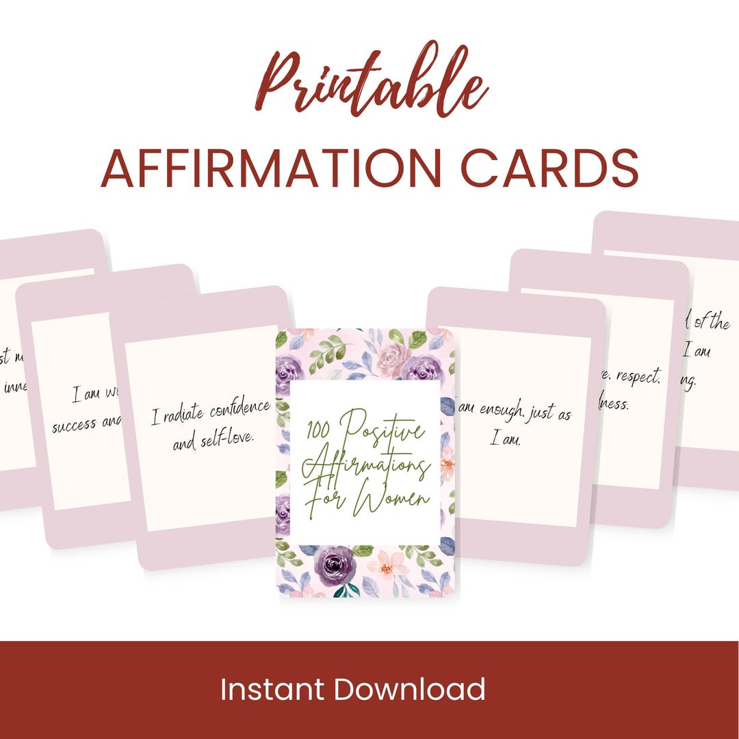 100 Affirmation Cards Printable, Affirmation Cards Digital, Affirmation ...
