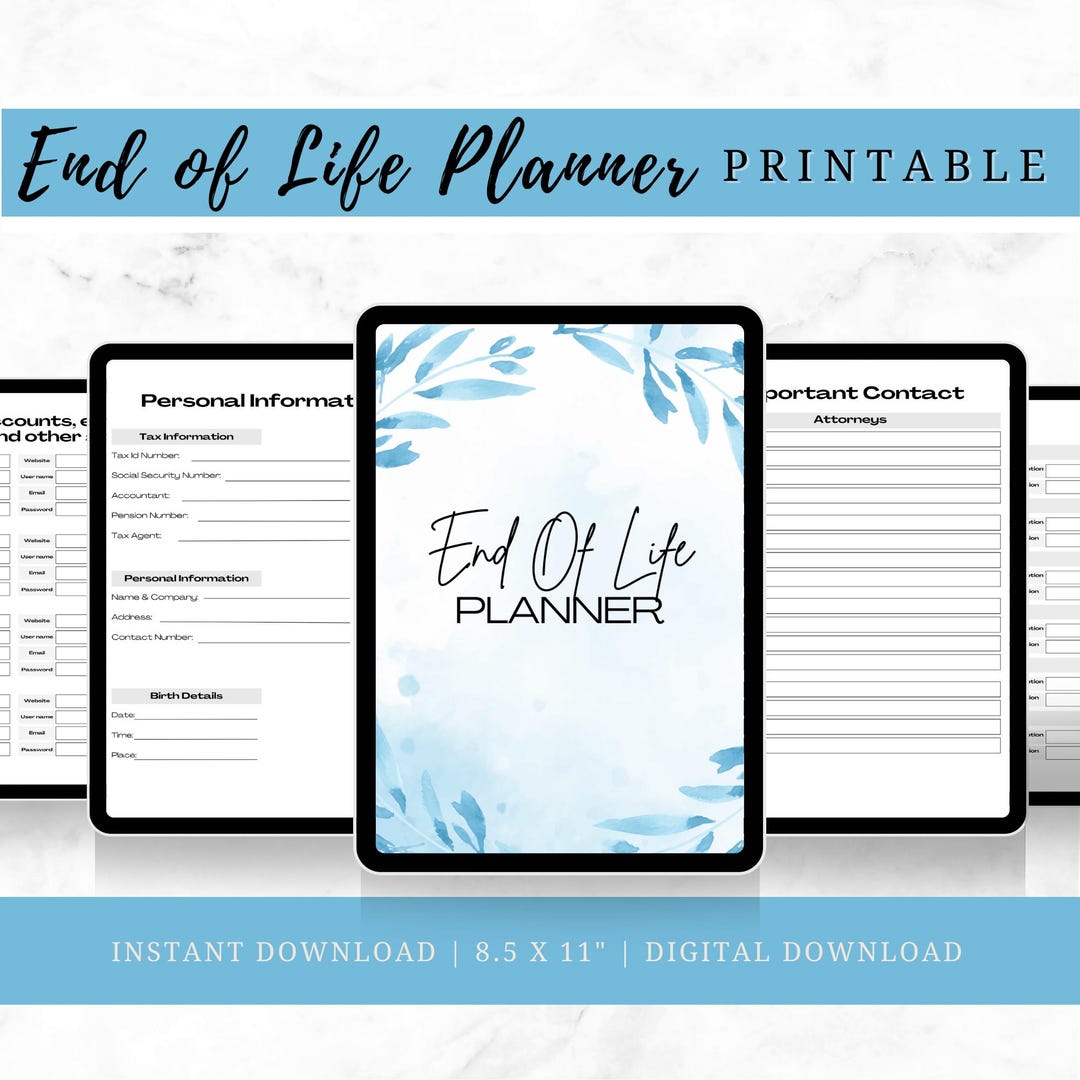 End of Life Planner, Death Planner, Digital Death Organizer, Digital ...