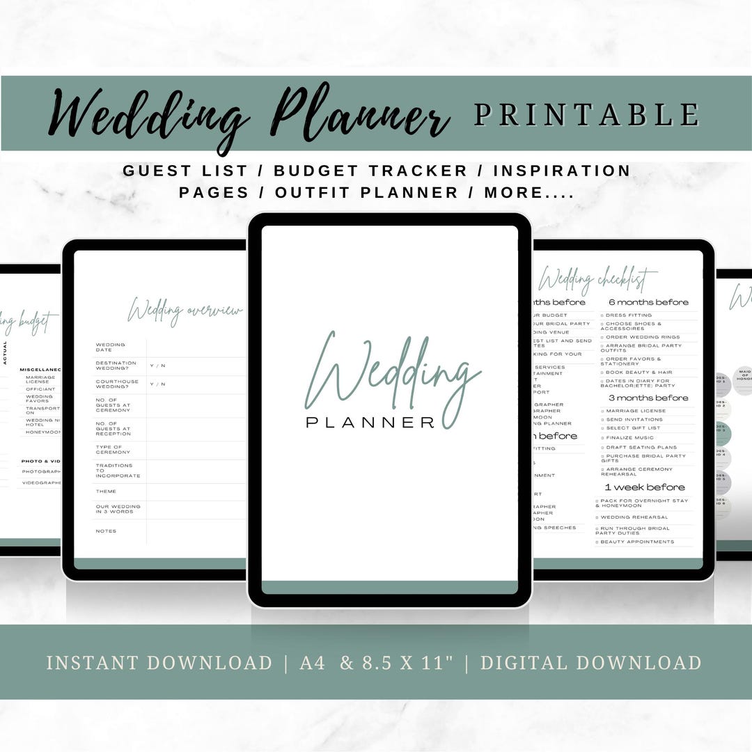 Wedding Planner, Wedding Task Checklist, Wedding Budget Planner ...