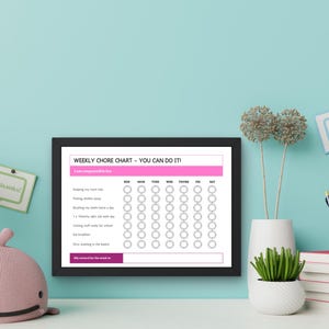 Kids Rewards Chart, Chore Chart, Printable Instant Download Girls Pink ...