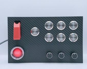 PC USB Button Box 28 Functions Back Lit Red With Neon Labels Sheet for ...