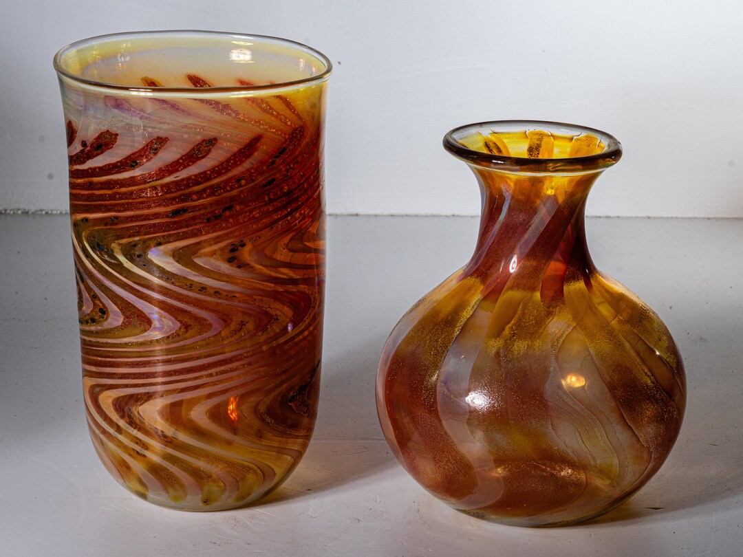 Glassblowing Karl Schmid Two Vases Modern German Studio Glass Height 13 ...