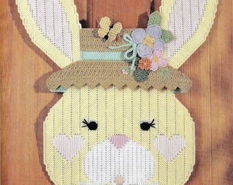 Vintage Plastic Canvas Easter Bunny and Egg Door Decoration Pattern ...