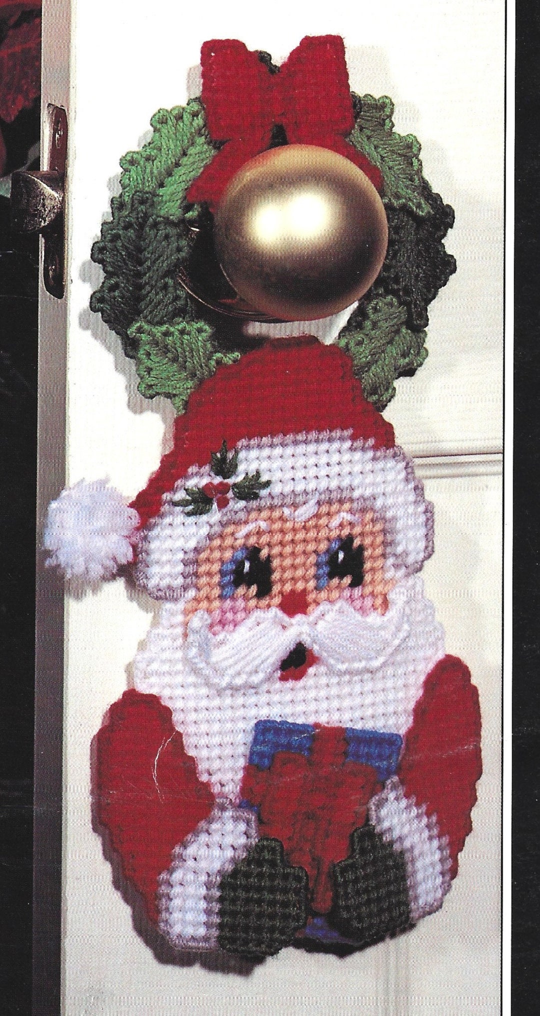 Vintage Plastic Canvas Christmas Santa Door Sign Pattern, PDF Download ...