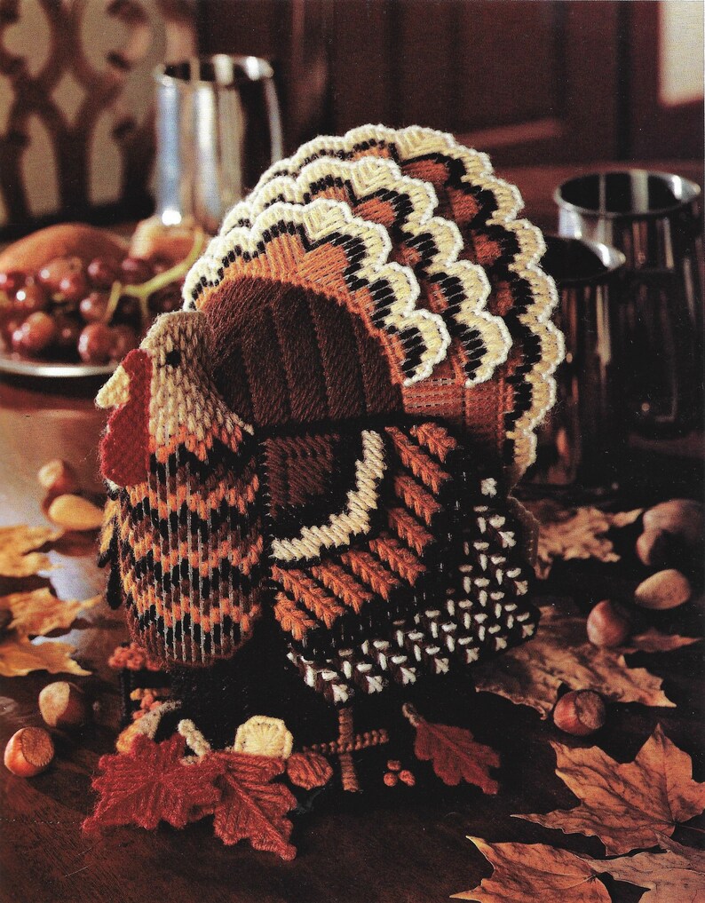 Vintage Plastic Canvas Thanksgiving Turkey Centerpiece Decoration ...