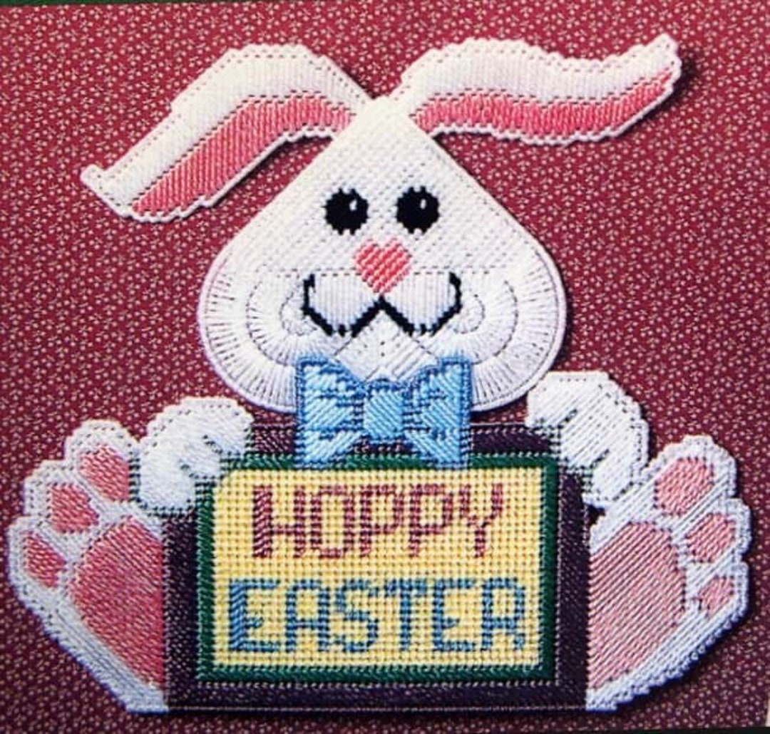 Vintage Plastic Canvas Easter Bunny Wall Hanging Decoration Pattern ...