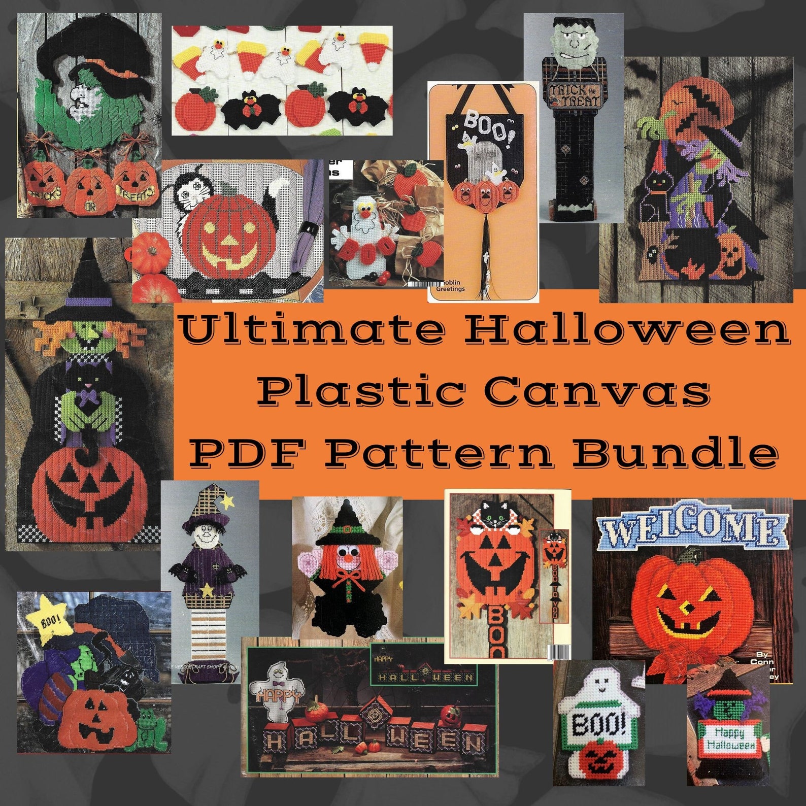 Vintage Plastic Canvas Ultimate Halloween Decor Bundle, PDF Download ...