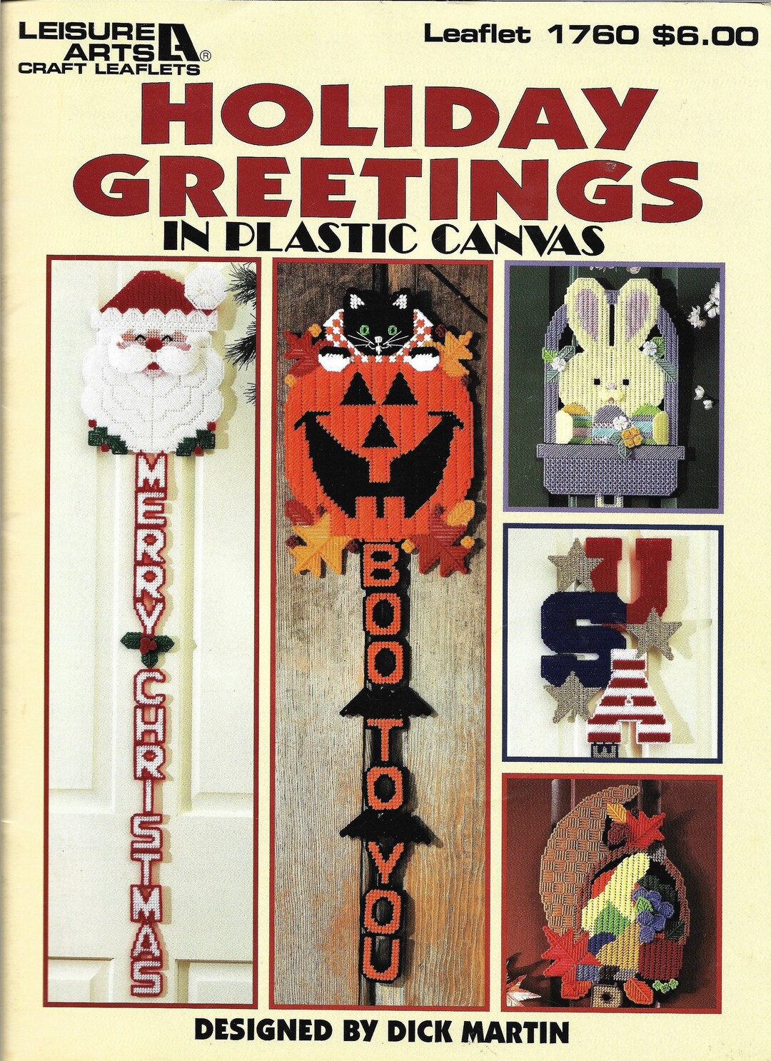Vintage Plastic Canvas Holiday Greetings Booklet, PDF Pattern, Digital ...