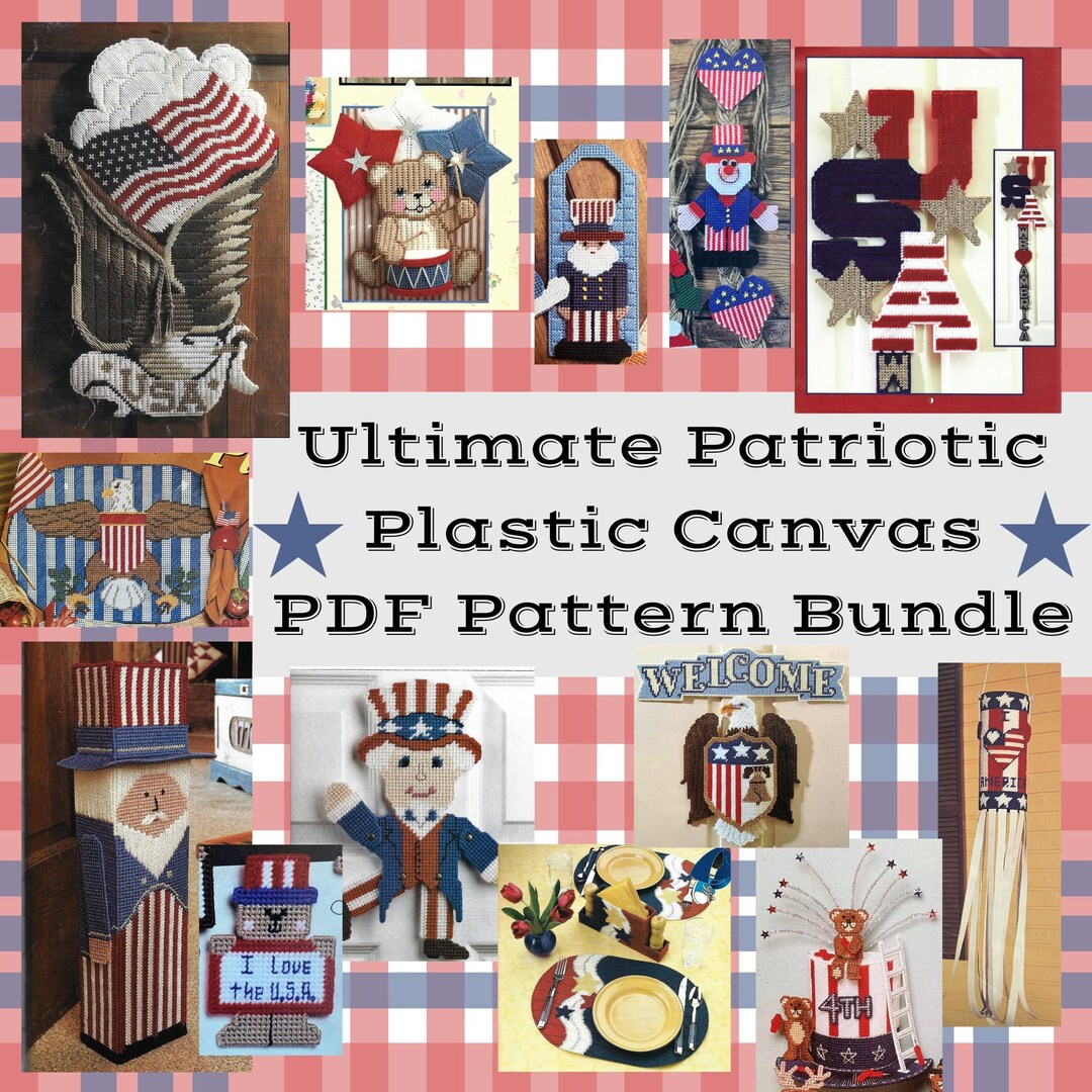 Vintage Plastic Canvas Ultimate Patriotic Decor Bundle, PDF Download ...