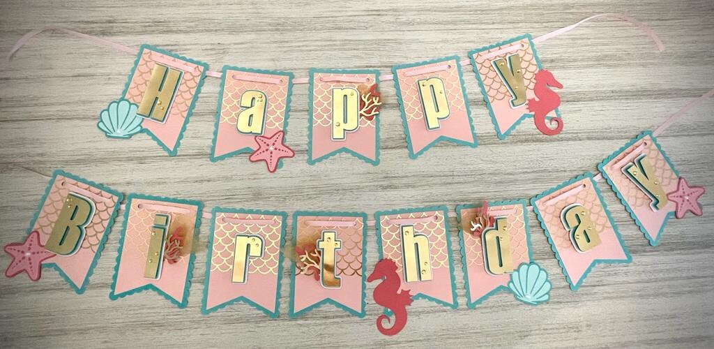 Mermaid Birthday Banner bunting DIGITAL SVG - Etsy