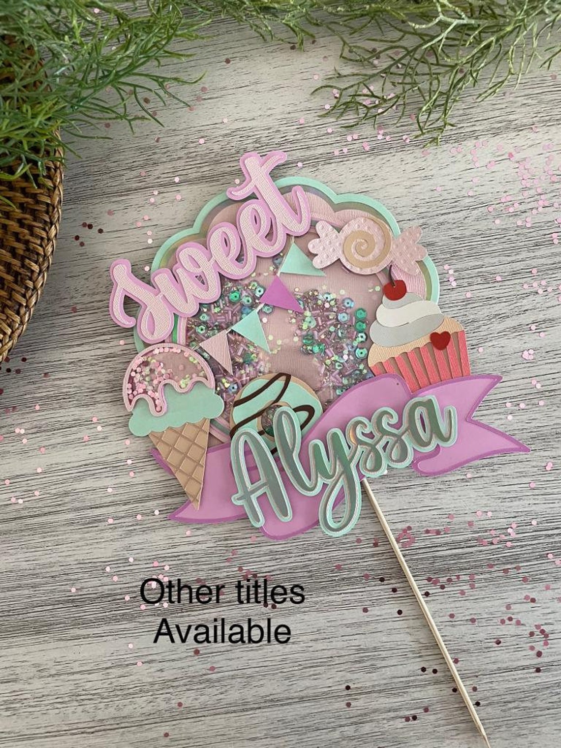 Candy Birthday Two Sweet 3D Cake Topper With Shaker - Etsy