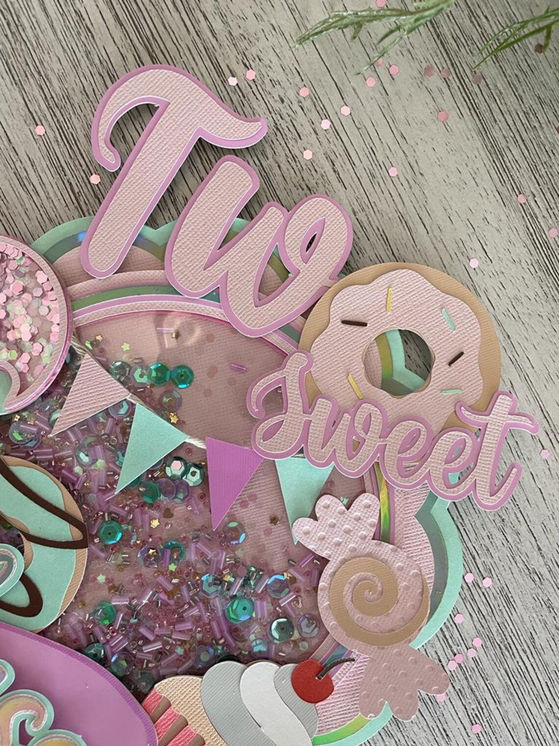 Candy Birthday Two Sweet 3D Cake Topper With Shaker - Etsy