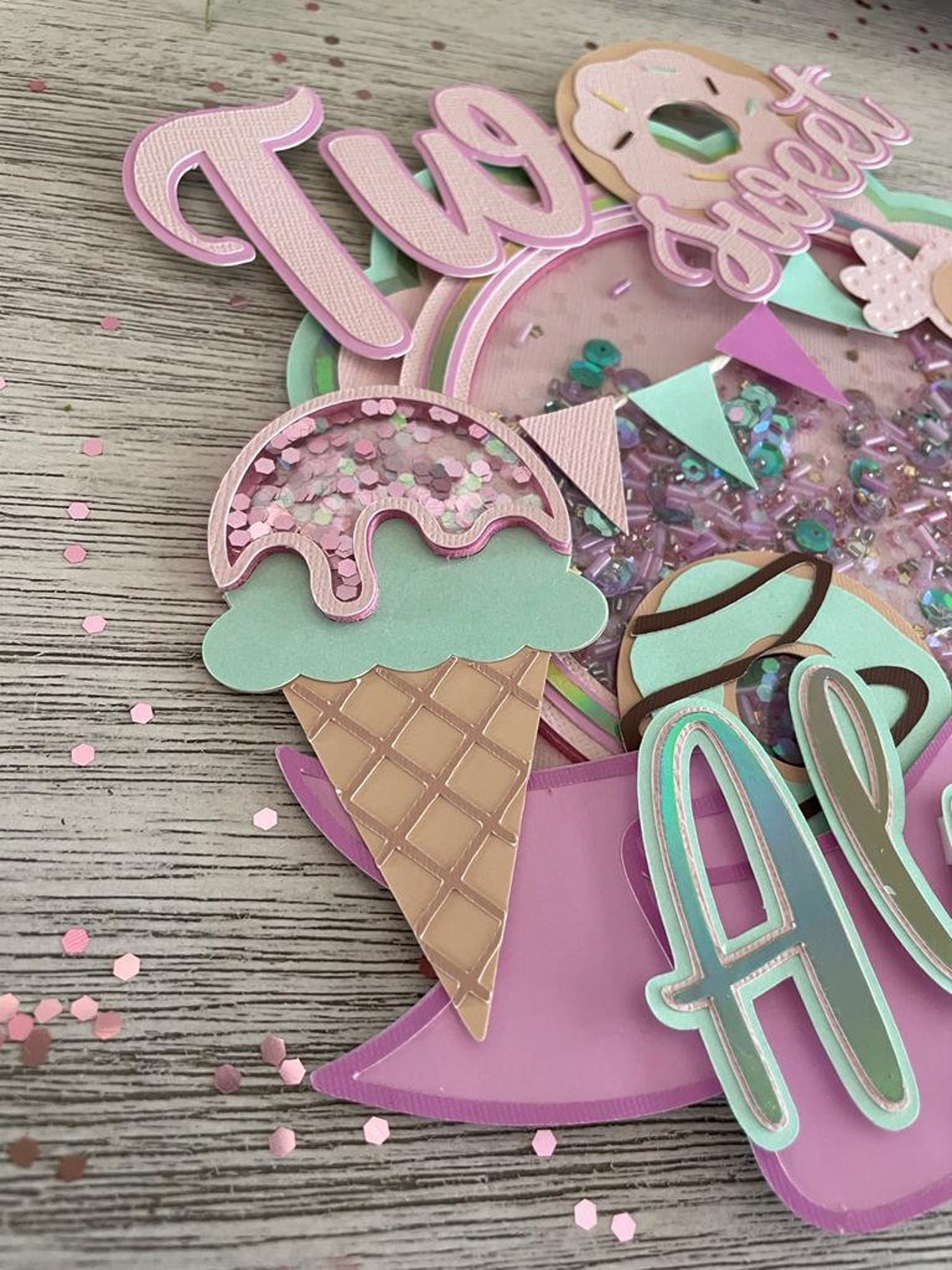 Candy Birthday Two Sweet 3D Cake Topper With Shaker - Etsy