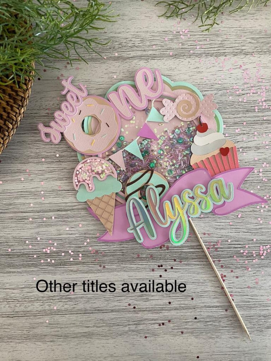 Candy Birthday Two Sweet 3D Cake Topper With Shaker - Etsy