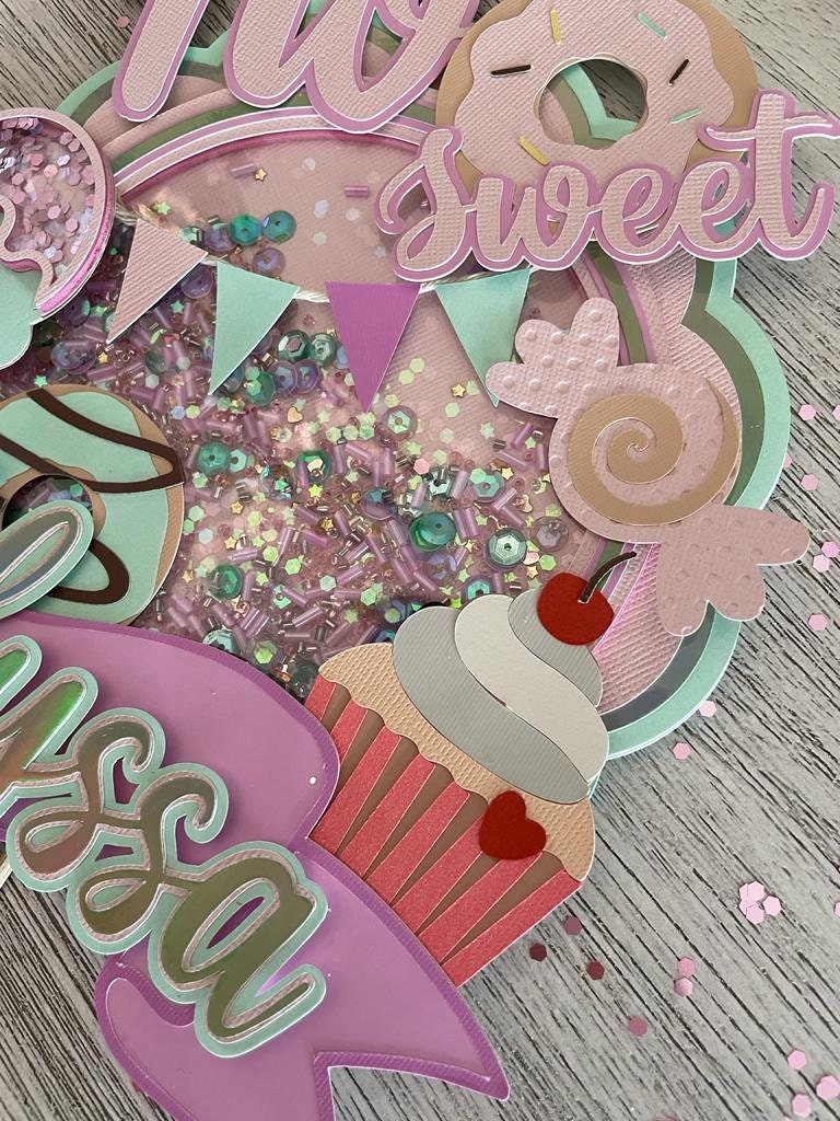 Candy Birthday Two Sweet 3D Cake Topper With Shaker - Etsy