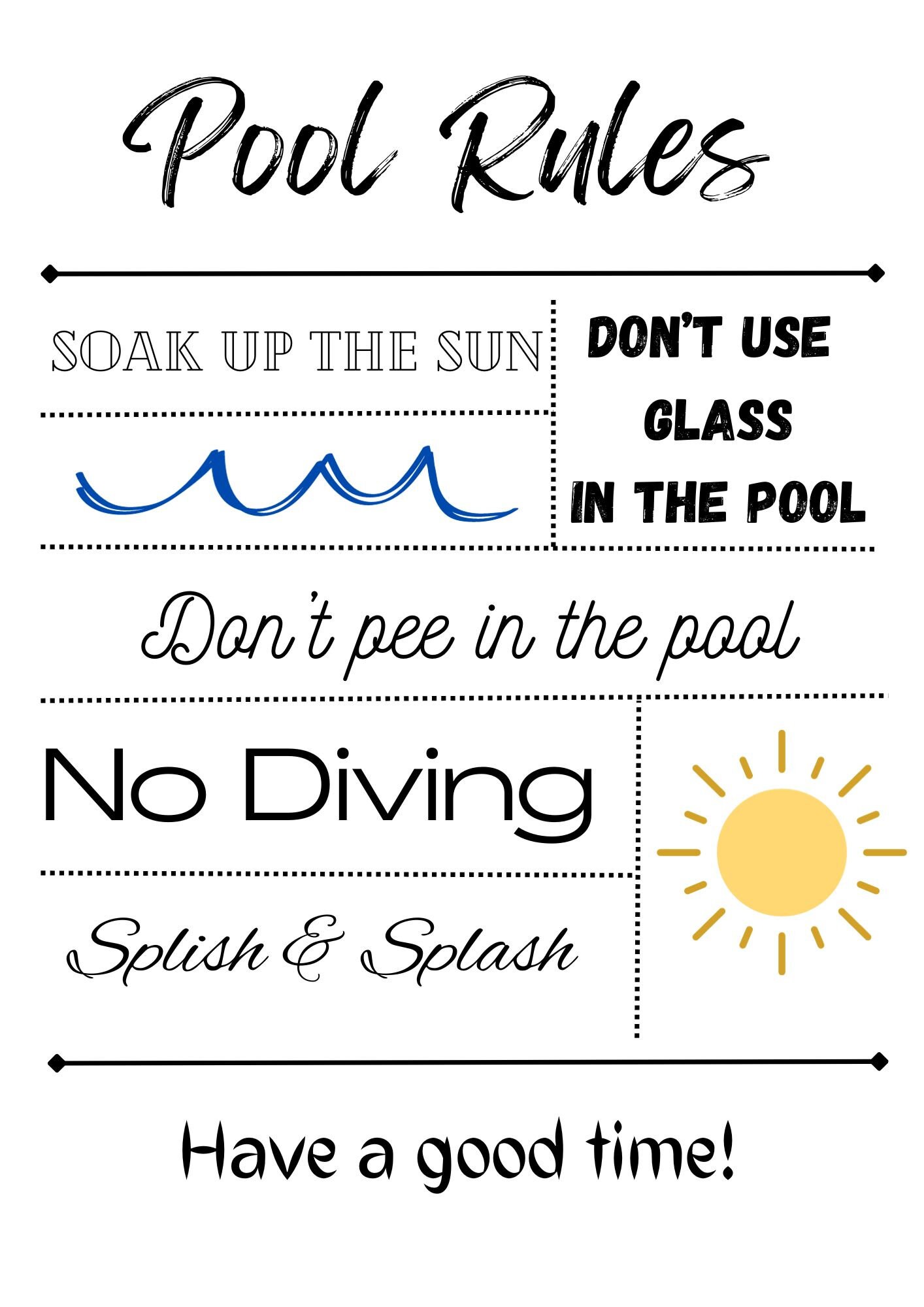 Pool Rules Sign (SVG/PNG/JPEG) - Etsy