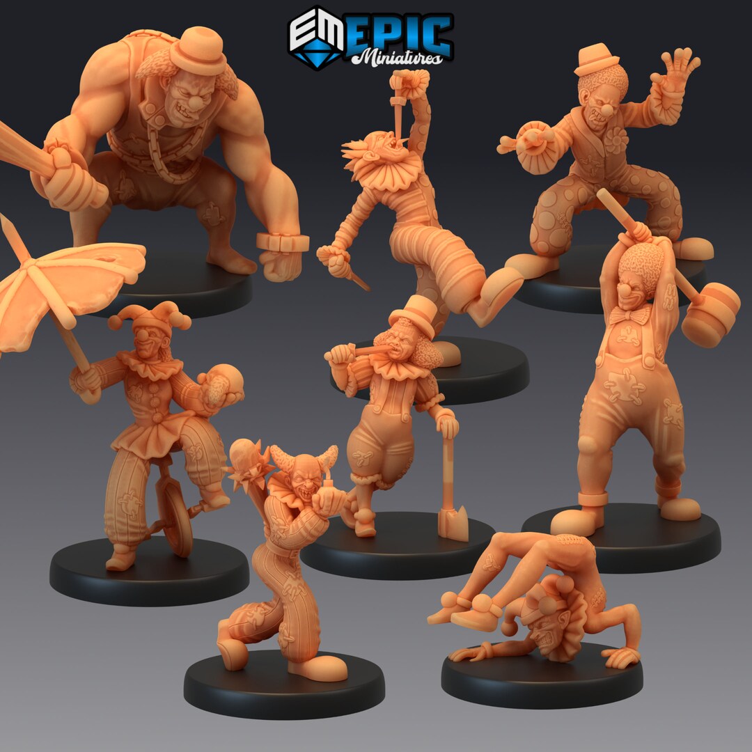 Horror Clown, Miniatures, D&D, Pathfinder, Dungeons and Dragons Minis ...
