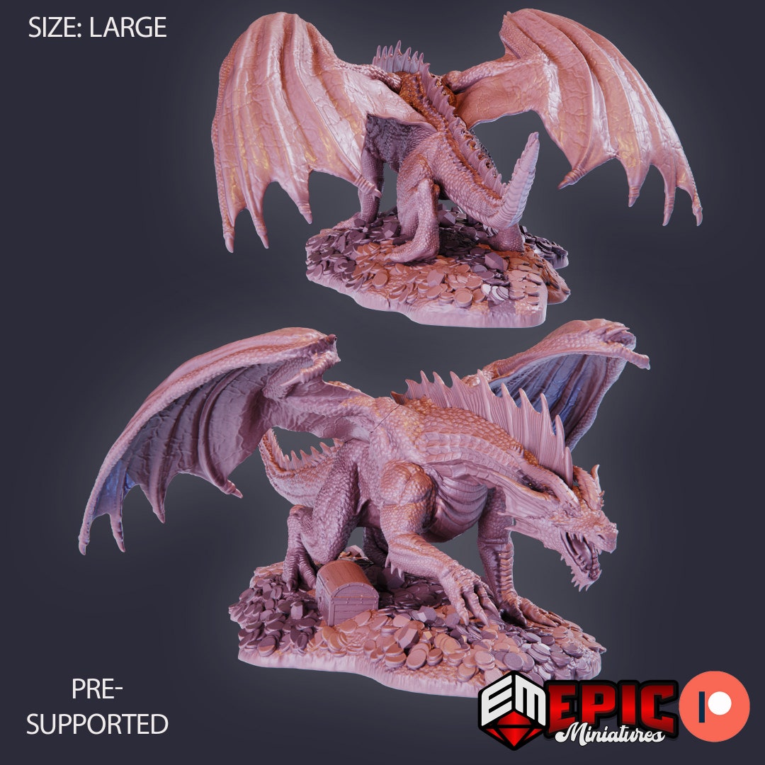 Young Red Dragon (large), Miniatures, D&D, Pathfinder, Dungeons and ...