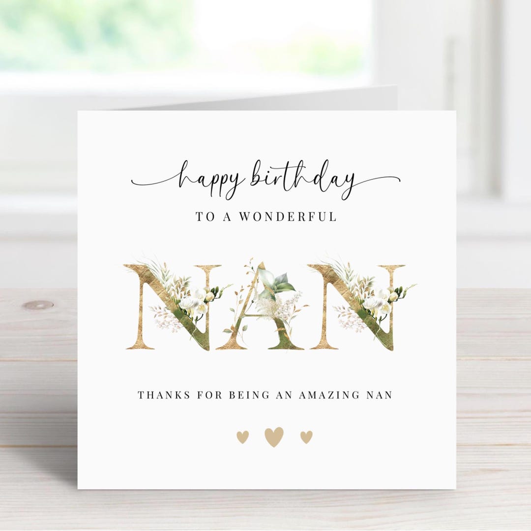 Nan Birthday Card - Botanical Birthday Card for a Wonderful and Amazing ...
